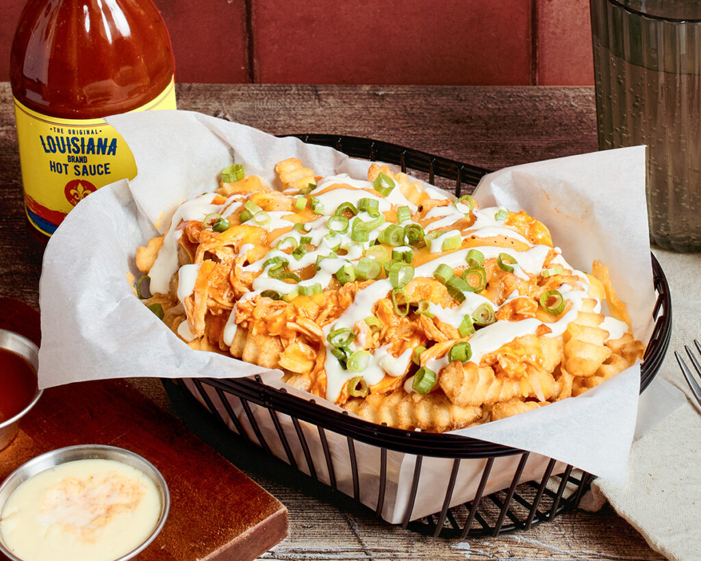 Loaded Buffalo Fries Recipe - Chunky Blue Cheese Dressing